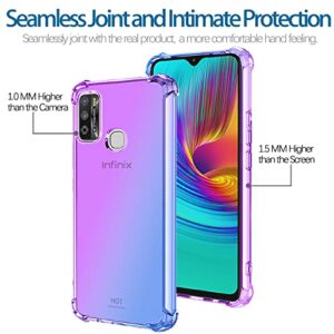 KOARWVC Case for Hot 11 Play/Hot 10 Play Case, Hot 9 Play X680 Case, Crystal Clear Case Gradient Slim Anti Scratch TPU Shockproof Protective Phone Cases Cover for Infinix Hot 11 Play (Purple/Blue)