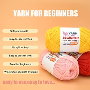 Yarn for Crocheting and Knitting Cotton Crochet Knitting Yarn for Beginners with Easy-to-See Stitches Cotton-Nylon Blend Easy Yarn for Beginners Crochet Kit(3x50g)-Orange+White+Black