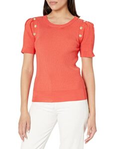 karl lagerfeld paris women's sport color sweater, calypso coral