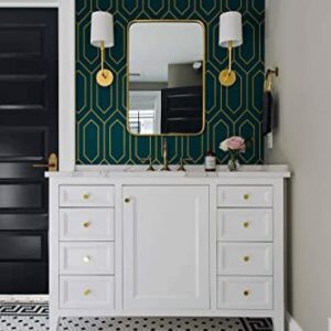 Safiyya Peel and Stick Wallpaper Gold and Dark Teal Green Wallpaper Geometric Contact Paper Textured Wallpaper Self Adhesive Removable Wallpaper for Walls Vinyl Roll 118"x17.3"