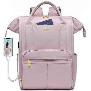 Focdod Laptop Backpack Women Work Bag - 15.6 inch with Laptop Compartment Waterproof Professional Travel Backpack Purse with USB Charger for College Teacher Nurse Business Women Purple