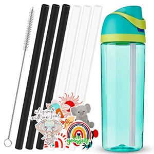 busoha 6 pack replacement straws for owala 24 25 32 oz, long plastic straws with cleaning brush and 10 stickers compatible for owala water bottle, reusable straw for owala free sip bottle accessories