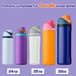 BUSOHA 6 PACK Replacement Straws for Owala 24 25 32 OZ, Long Plastic Straws with Cleaning Brush and 10 Stickers Compatible for Owala Water Bottle, Reusable Straw for Owala Free Sip Bottle Accessories