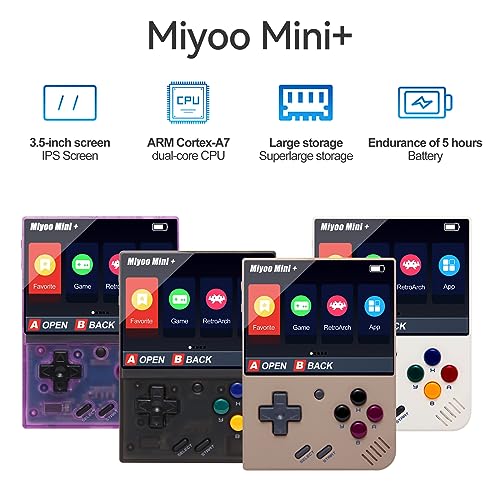 Miyoo Mini Plus Handheld Game Console with Storage Case, 3.5 Inch IPS 640x480 Screen Retro Video Game Console with 64G TF Card & 10000 Classic Games, Support WiFi Hotspot Mode Matchmaking