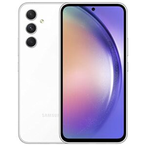 samsung galaxy a54 5g + 4g lte (128gb + 6gb) unlocked worldwide dual sim (only t-mobile/mint/metro usa market) 6.4" 120hz 50mp triple cam + (25w wall charger) (awesome white (sm-a546m))