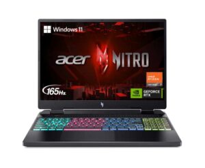 acer nitro 16 gaming laptop | amd ryzen 7 7840hs octacore cpu | nvidia geforce rtx 4060 laptop gpu | 16" wuxga 165hz ips display | 16gb ddr5 | 512gb gen 4 ssd | wifi 6e | rgb backlit kb | an16-41-r1we