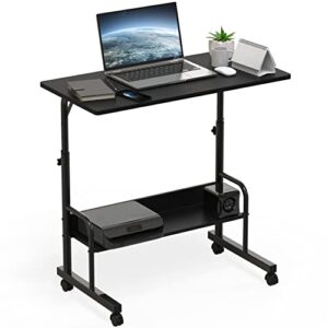 SHW Adjustable Standing Mobile Desk, Black