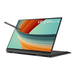 lg gram 16” 2in1 lightweight laptop, intel 13th gen core i7 evo platform, windows 11 home, 16gb ram, 512gb ssd, black