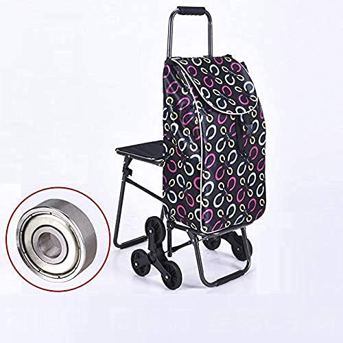 -Carts,Trolleys,Shopping Cart Home Climb Stairs Shopping Cart with Waterproof Bag Household Trolly with Seat Steel Frame Shopping Cart Pull Rod Cart Storage Bag Grocery Cart/C