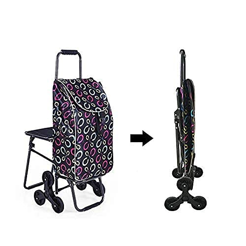 -Carts,Trolleys,Shopping Cart Home Climb Stairs Shopping Cart with Waterproof Bag Household Trolly with Seat Steel Frame Shopping Cart Pull Rod Cart Storage Bag Grocery Cart/C