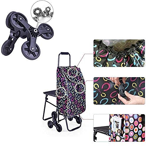 -Carts,Trolleys,Shopping Cart Home Climb Stairs Shopping Cart with Waterproof Bag Household Trolly with Seat Steel Frame Shopping Cart Pull Rod Cart Storage Bag Grocery Cart/C