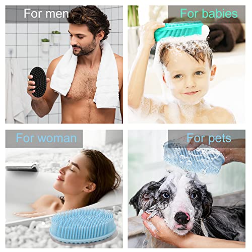 3 Pack Silicone Body Scrubber, Soft Silicone Loofah Exfoliating Body Scrubber, Silicone Body Brush Bath Shower Scrubber for Body, 2 in 1 Bath and Shampoo Wash Brush for Skin Exfoliation Men Women Kid