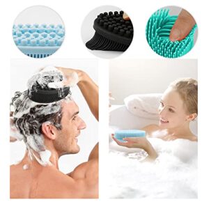 3 Pack Silicone Body Scrubber, Soft Silicone Loofah Exfoliating Body Scrubber, Silicone Body Brush Bath Shower Scrubber for Body, 2 in 1 Bath and Shampoo Wash Brush for Skin Exfoliation Men Women Kid