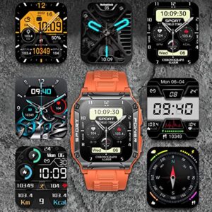 Desong Military Smart Watch,1.95" Rugged Smart Watch(Call Receive/Dial),IP68 Waterproof Activity Trackers Smartwatches,Fitness Heart Rate Sleep Monitor Sport Smartwatch for Android iOS