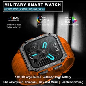 Desong Military Smart Watch,1.95" Rugged Smart Watch(Call Receive/Dial),IP68 Waterproof Activity Trackers Smartwatches,Fitness Heart Rate Sleep Monitor Sport Smartwatch for Android iOS