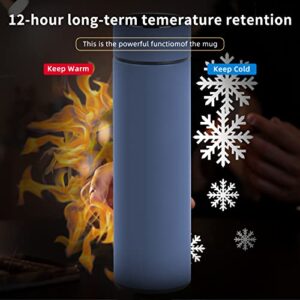 Thermos,15oz Coffee Thermos for Hot Drinks(Women,Men,Baby),Smart Sports Water Bottle with LED Fahrenheit Display,Frosted Feel,Keeps Hot for 12 Hrs,Cold for 12 Hrs(Blue)