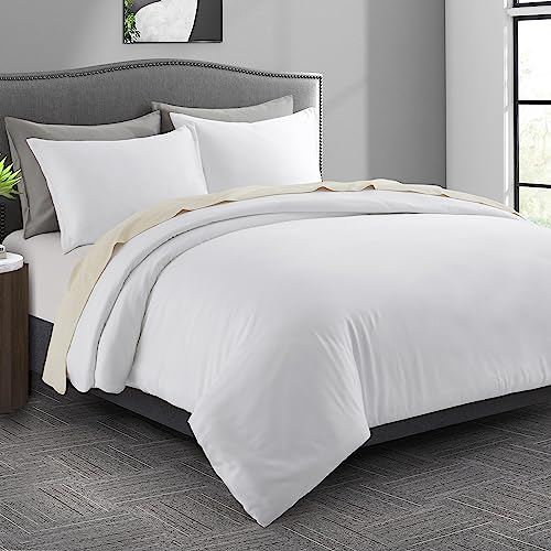 Dreamhood King Size Bamboo Duvet Cover Set 1 Duvet Cover,2 Pillow Shams,Luxuriously Soft Cooling Breathable Skin Friendly Smooth 3 Piece Set with 4 Corner Ties (White,106"×90")