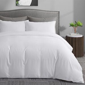 Dreamhood King Size Bamboo Duvet Cover Set 1 Duvet Cover,2 Pillow Shams,Luxuriously Soft Cooling Breathable Skin Friendly Smooth 3 Piece Set with 4 Corner Ties (White,106"×90")