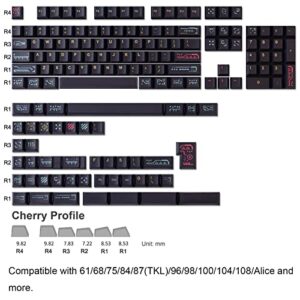 Hyekit PBT Keycaps 149 Keys Awaken Cyberpunk Keycaps Cherry Profile Dye-Sublimation Custom Keycaps with 6.25U 7U Spacebar for Cherry Gateron MX Switches Mechanical Keyboard US/UK Layouts (English