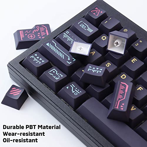 Hyekit PBT Keycaps 149 Keys Awaken Cyberpunk Keycaps Cherry Profile Dye-Sublimation Custom Keycaps with 6.25U 7U Spacebar for Cherry Gateron MX Switches Mechanical Keyboard US/UK Layouts (English