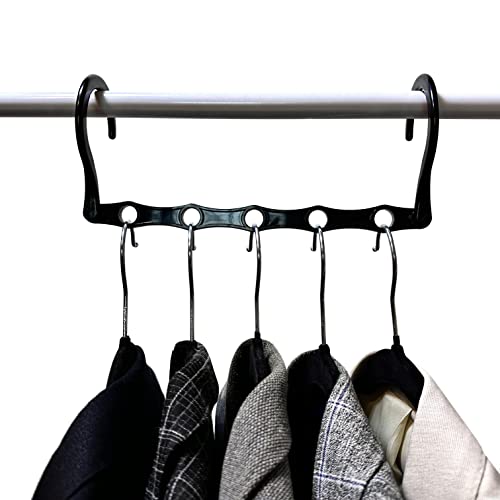 EHENMALOM Magic Coat Hangers 10 Pack, 5 Holes Black Standard Hangers, Space Saving Plastic Hangers, Sturdy & Widely Use Hangers for Clothes, Premium Smart Sturdy Hanger Hooks, Home & Storage necessity