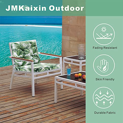 JMKaixin Outdoor Seat/Back Deep Chair Cushion Set for Patio Furniture - Lounge Chair Cushions with Ties - Water-Resistant Patio Chair Cushions 19x19 (Palm)