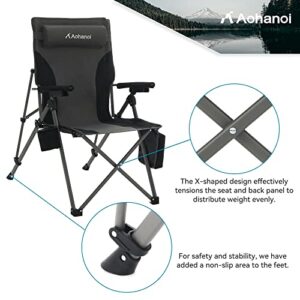 Aohanoi Camping Chairs, Camping Chairs for Heavy People, Outdoor Folding Chairs with Adjustable Angled Backrest, Lawn Chairs Folding Supports up to 300lbs (2 Pcs, Grey)