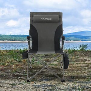 Aohanoi Camping Chairs, Camping Chairs for Heavy People, Outdoor Folding Chairs with Adjustable Angled Backrest, Lawn Chairs Folding Supports up to 300lbs (2 Pcs, Grey)