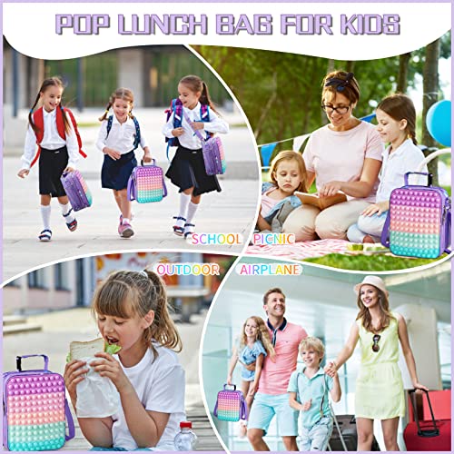 Woosir Lunch Bag for Girls Kids Pop Insulated Lunch Box Mermaid Cute Lunch Tote Bag Box for Girls Fidget Toys Leakproof with Removable Shoulder Strap for Picnic Travel Camping(Mermaid)