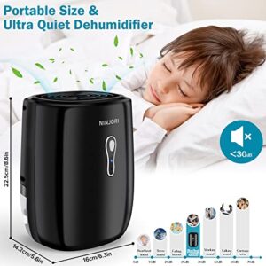 Dehumidifiers for Home,27 OZ Auto Shut off Dehumidifiers with Drain Hose,Mini Ultra Quiet Small Dehumidifiers Portable Dehumidifiers for Bedroom,Basement,Bathroom,Closet,RV,Caravan,Garage (black)