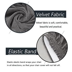 MFMLHDYQ Velvet Stretch Smoky Grey Modern Curved Back Armrest Swivel Office Chair Slipcover for Banquet Office Living Room Bedroom Set of 1