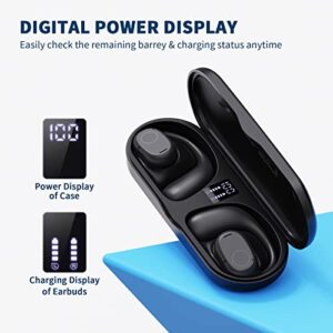 Open Ear Headphones, Bluetooth 5.3 Wireless Headphones with Digital Display Charging Case 40 Hours Playtime True Wireless Open Ear Earbuds with Earhooks Sports Headphones for Running, Walking, Workout