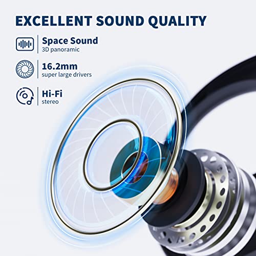 Open Ear Headphones, Bluetooth 5.3 Wireless Headphones with Digital Display Charging Case 40 Hours Playtime True Wireless Open Ear Earbuds with Earhooks Sports Headphones for Running, Walking, Workout