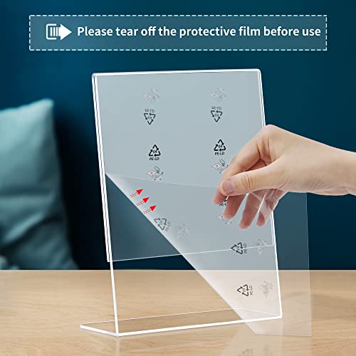 Annecy Sign Holder 8.5x11 6 Pack, Clear Slanted Plastic Sign Holder 8.5 x 11 Standing, Display Vertically Menu, Document, Paper, Suitable Desktop for Coffee, Hotel, Office, Public