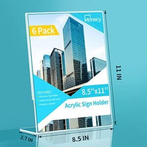 Annecy Sign Holder 8.5x11 6 Pack, Clear Slanted Plastic Sign Holder 8.5 x 11 Standing, Display Vertically Menu, Document, Paper, Suitable Desktop for Coffee, Hotel, Office, Public