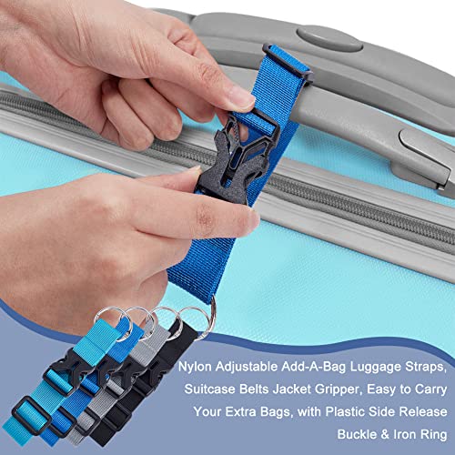 PH PandaHall 4pcs Add a Bag Luggage Strap Jacket Gripper Adjustable Suitcase Belt Straps Carry-on Baggage Suitcase Straps Belts for Extra Bags Travel Attachment Accessories