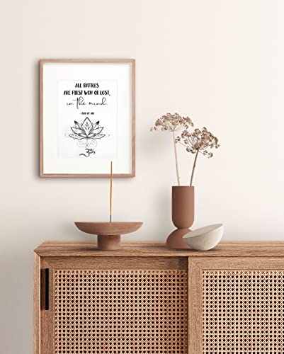 St Joan of Arc 11x14 Gallery Style Print by Soul Sunshine | Unframed 'All Battles' Bible Verses Wall Decor Poster Prints | Rustic Wall Decor, Black and White Lotus Flower, Home Wall Decor