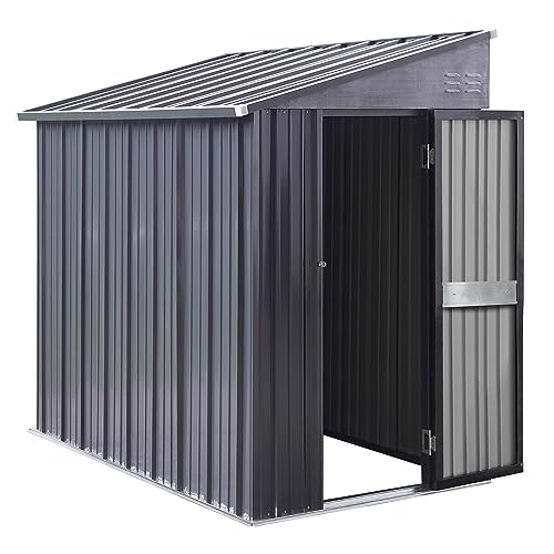 MUPATER Outdoor Storage Shed 4x8 FT, Garden Tool Storage Shed House, Metal Shed Kit for Backyard Lawn with Door and Lock, Grey