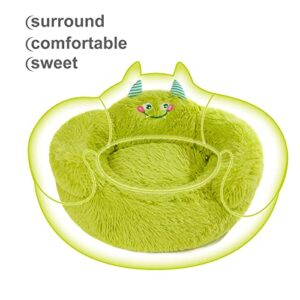 Jiupety Cute Calming Dog and Cat Bed, Indoor High Bolster Donut Dog Beds, Comfortable Plush Cuddler Dog Bed, M(24"x24"x14") Size for Small Dogs and Cats, Cute Cartoon Soft Bed, Green.