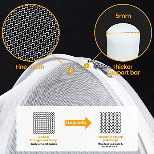 Orzbow Mosquito Net for Baby Bassinet to Keep Cats Out, Toddler Bassinet Bedside Sleeper Tent Safety Net with Two-Way Zippers & Storage Bag - Infant from Mosquito Bites and Falling Protection (White)