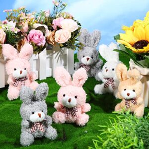 Sotiff 24 Pcs Plush Bunny Stuffed Animal Bulk 4.7 Inch Mini Bunnies Doll Keychain Furry Rabbit with Bow Tie for Boys Girls Birthday Party Favors Wedding Graduation Gifts Holiday (Classic Color)