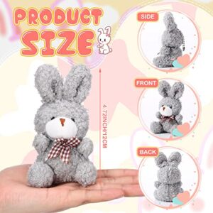 Sotiff 24 Pcs Plush Bunny Stuffed Animal Bulk 4.7 Inch Mini Bunnies Doll Keychain Furry Rabbit with Bow Tie for Boys Girls Birthday Party Favors Wedding Graduation Gifts Holiday (Classic Color)