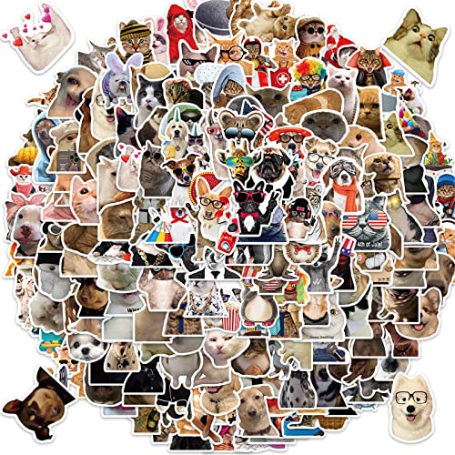 200 Pcs Cute Cat and Dog Stickers, Cat Funny Meme Waterproof Stickers,Vinyl Stickers for Water Bottle,Laptop,Phone,Skateboard Stickers for Kids Aldult Teens Girls (CDE)