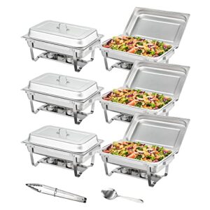 vevor rectangle catering warmer server chafing dish buffet set, 6 packs, 8 quart