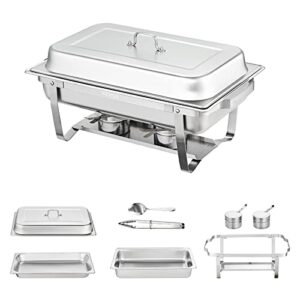 VEVOR Rectangle Catering Warmer Server Chafing Dish Buffet Set, 6 Packs, 8 Quart