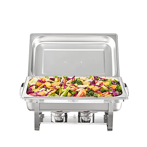 VEVOR Rectangle Catering Warmer Server Chafing Dish Buffet Set, 6 Packs, 8 Quart