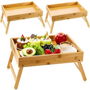 3 pack lap tray for eating bamboo breakfast tray bed trays with handles and foldable legs bed table tray for bed eating snack working as laptop desk