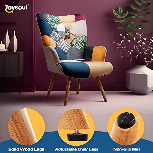 Joysoul Living Room Accent Chair Modern High Back Arm Chair, Colorful Plaid Bohemian Style Chairs for Bedroom Waiting Room