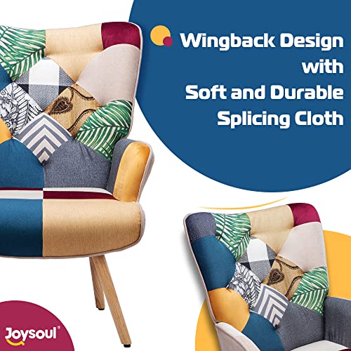 Joysoul Living Room Accent Chair Modern High Back Arm Chair, Colorful Plaid Bohemian Style Chairs for Bedroom Waiting Room