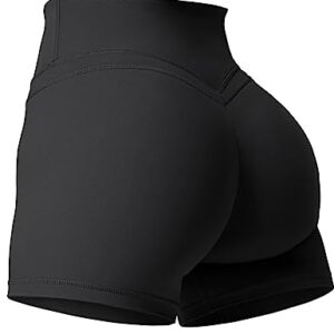 YEOREO Buttery Workout Shorts for Women High Waist Running Biker Shorts Spandex Scrunch Gym Yoga Shorts Black S